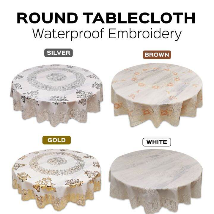 Waterproof Alas Meja Bulat 6 -8 kerusi Table Cloth 6- 8 seats PVC ...