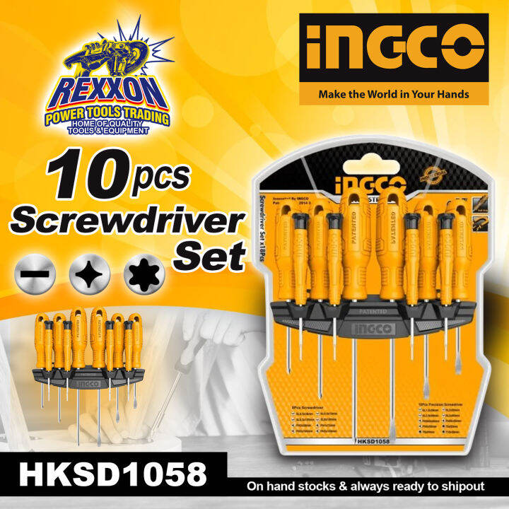 INGCO SUPER SELECT 10pcs Screwdriver Set HKSD1058 Rexxon Power Tools ...