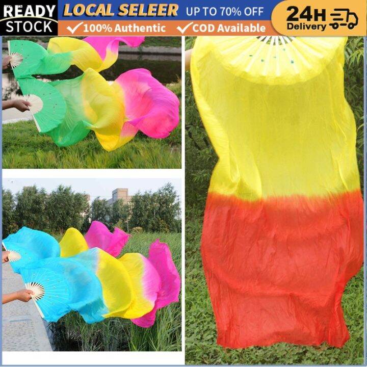 Hand Made Belly Dance Dancing Silk Bamboo Long Fans Veils for Party ...