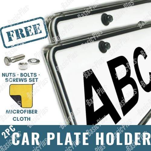 STAINLESS CAR PLATE HOLDER, BRACKET WITH FREE BOLTS and NUTS for plate ...