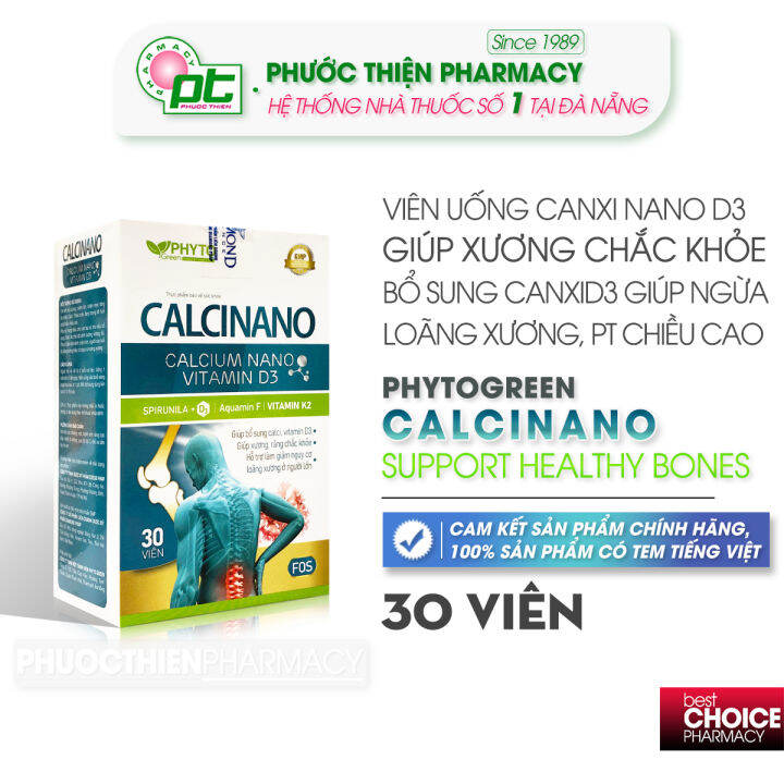 Viên uống canxinano CALCINANO d3k2 mk7 canxi aquamin F tảo biển lọ 30 ...