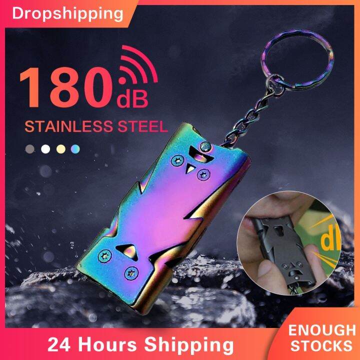 【CW】 Pipe 180 Decibel Whistle Dual-tube Survival 150 Db Safety Keychain ...