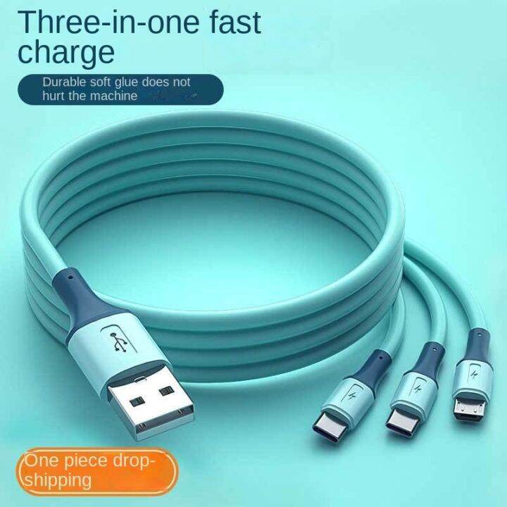Liquid Three-in-One Data Cable Type-C Three-in-One Charge Cable Spot ...