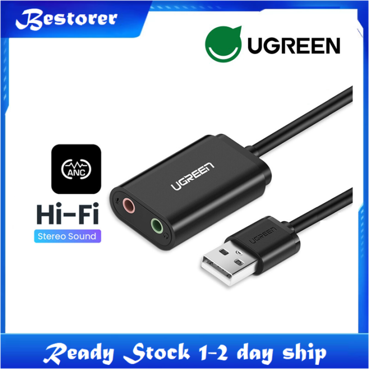 Ugreen Sound Card External 3.5mm USB Adapter USB to Microphone Speaker Audio Interface for PS4 ...