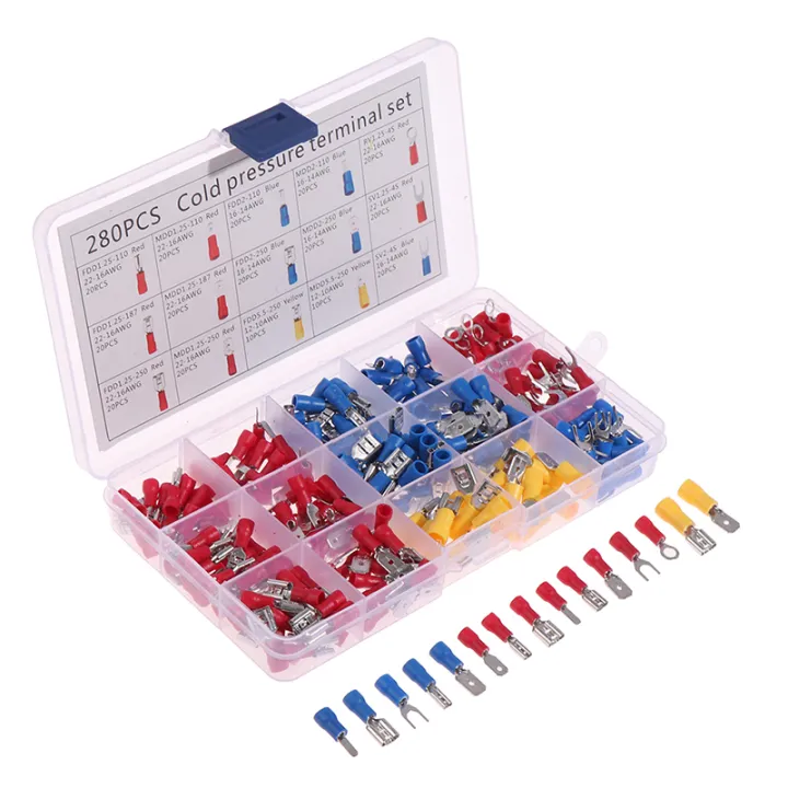 280Pcs Insulated Crimp Terminal Butt Electrical Wire Cold-Pressure ...