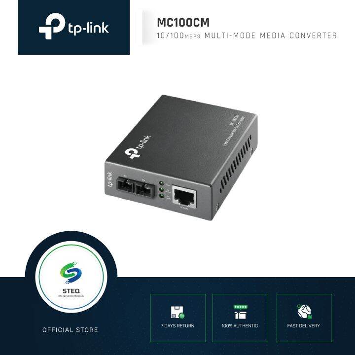 STEQ TP-Link MC100CM Fast Ethernet Media Converter, Up to 100Mbps RJ45 ...