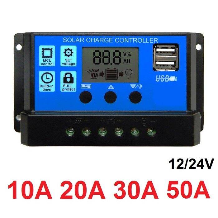 PWM Solar Charge Controller 10A 20A 30A 50A 60A 12V 24V Tenaga Surya | Lazada Indonesia