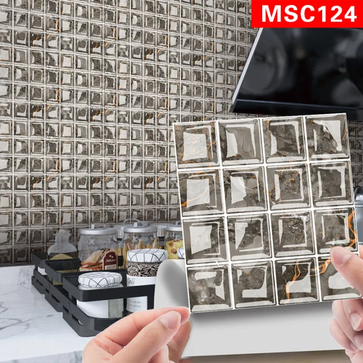 Nuoke สติกเกอร์กระจกเคลือบด้วยตัวเอง3D 10ชิ้น,สติกเกอร์ติดผนัง DIY กระเบื้องแก้วสติกเกอร์ติดพื้น ...