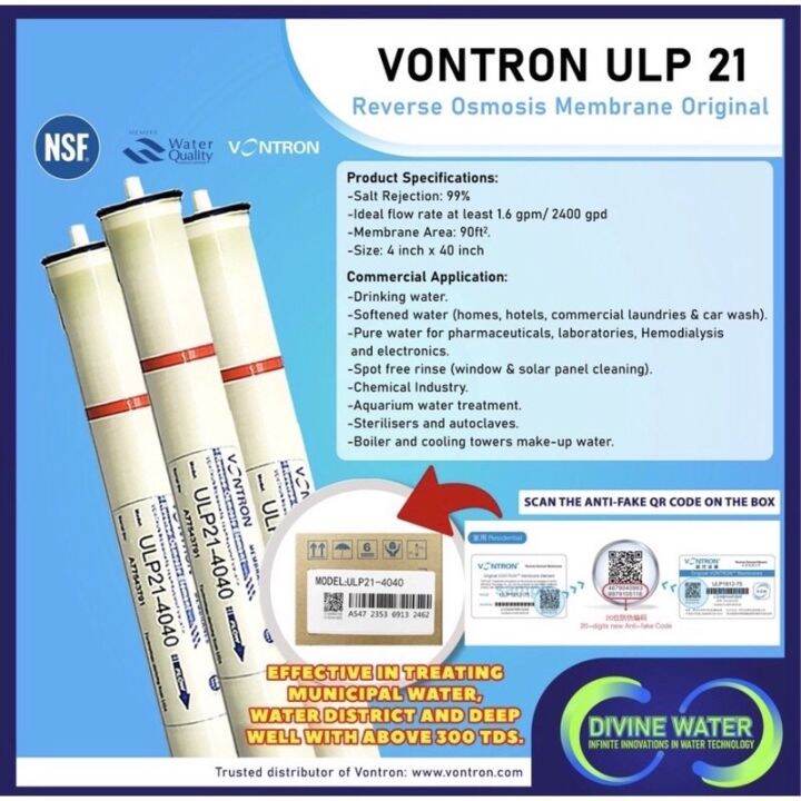 6.6 Sale Price Vontron ULP 21 4040 Reverse Osmosis Membrane ( original ...