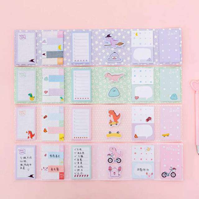 Memo Pad Lipat 6 Bagian gambar Dinosaur / Sticky Notes Pad / 6 Folding ...