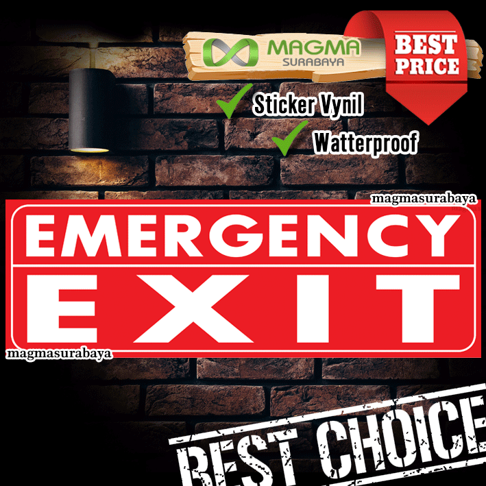 Stiker EMERGENCY EXIT - Pintu Darurat - Gedung - Rumah Sakit - Hotel ...