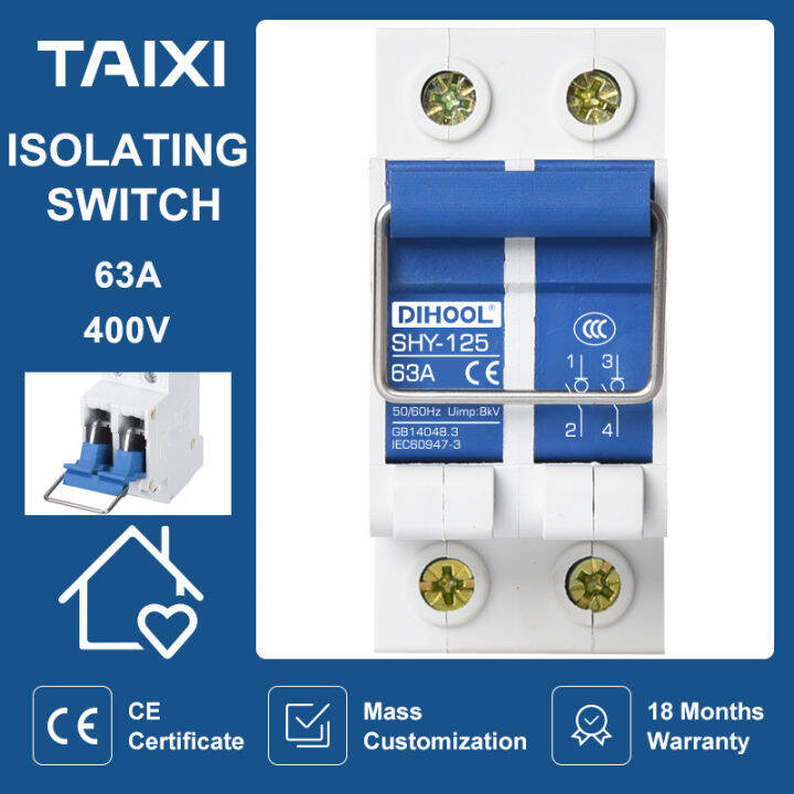 MINI Disconnector Isolating Switch 400V 63A Handle AC/DC Disconnect ...