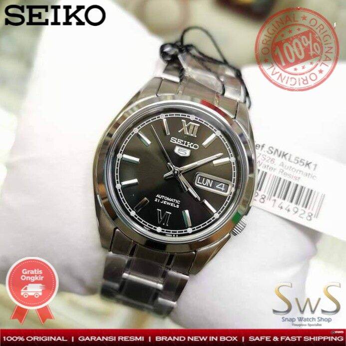SEIKO 5 SNKL55K1 AUTOMATIC SILVER BLACK - JAM PRIA ORIGINAL ORI ...