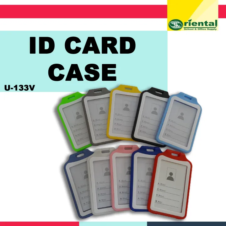 U-133V Bi color Transparent ID Card Holder - Double Sided Hard Plastic ...