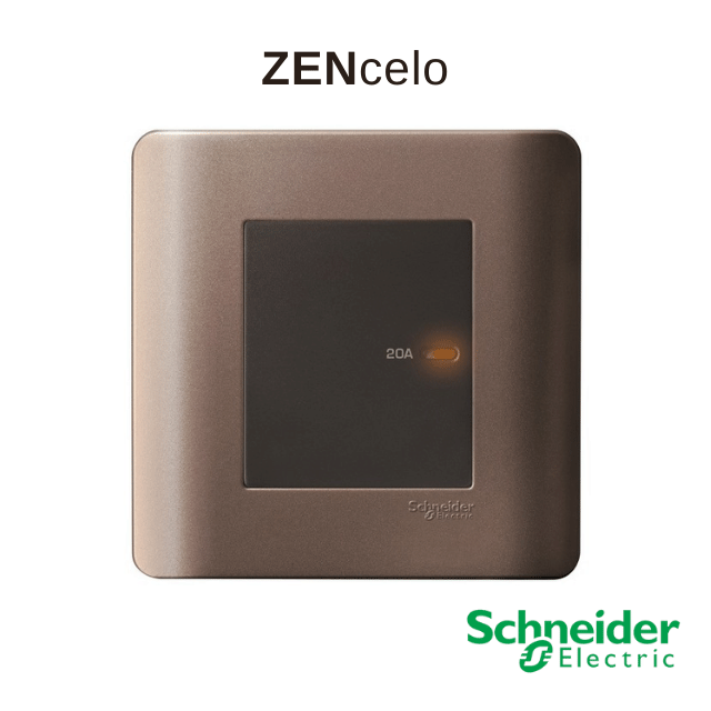 Schneider ZENcelo 20A 1G Full-Flat DP Switch w/Neon, Silver Bronze ...