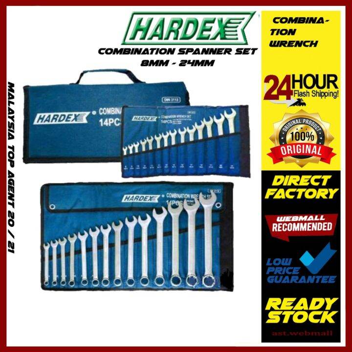 HARDEX COMBINATION SPANNER SET 8MM - 24MM COMEN AND RING14PCS 1 SET ...