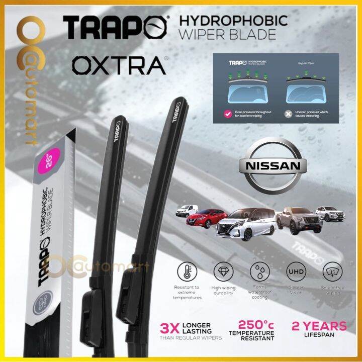 Trapo Hydrophobic Nissan Car Wiper Blades (1 Sets) Sentra Almera Murano ...