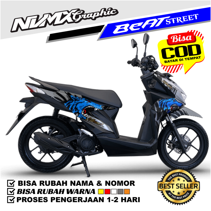 STIKER VARIASI BEAT STREET WOLF BIRU/DEKAL BEAT STREET SUPER GLOSY ...
