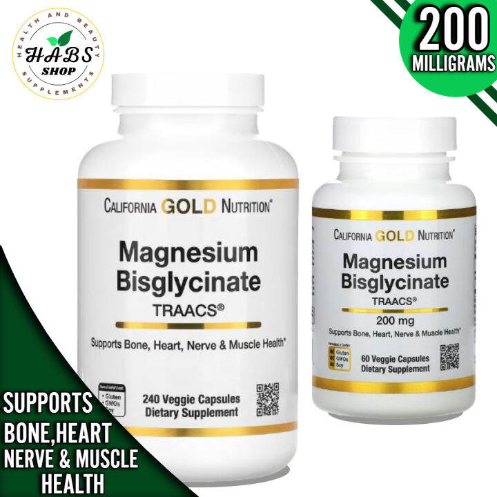 California Gold Nutrition, Magnesium Bisglycinate, Albion TRAACS®, 200 ...
