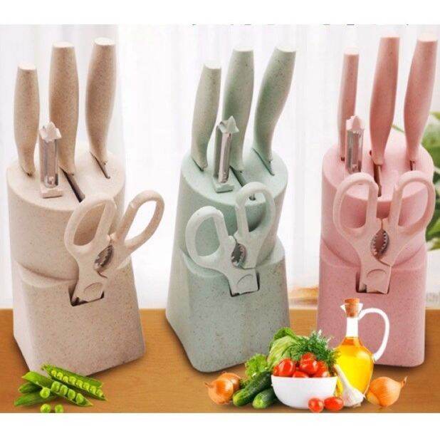 6PCS HIGH QUALITY NON STICK KITCHEN KNIFE AND SCISSORS SET CORRUGATED ...