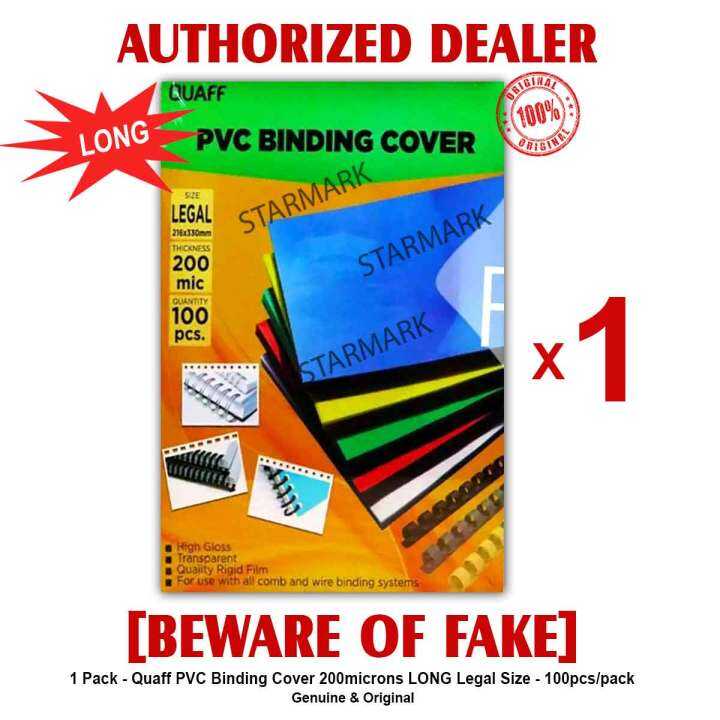 Quaff PVC Binding Cover Covers CLEAR - LONG or LEGAL Size 100pcs per ...