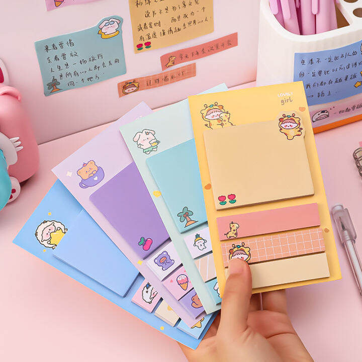 Cartoon index sticky notes, student ins, girly heart mark, message ...
