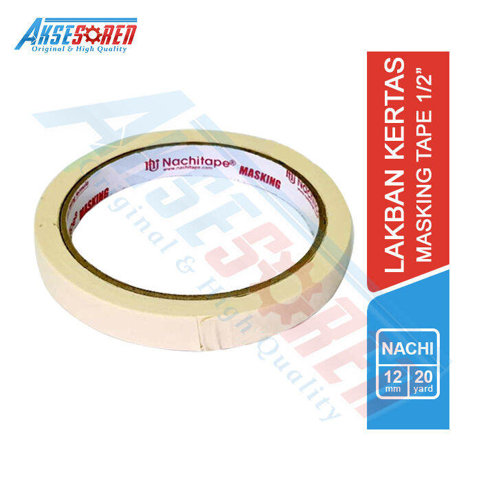 MASKING TAPE NACHI 1/2 INCHI [12 MM/20 YARD/1 ROLL] / LAKBAN KERTAS CAT ...
