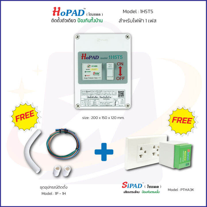 HoPAD ( โฮมแพด ) 1 Phase ( ติดตั้งตัวเดียว ป้องกันทั้งบ้าน ) *แถมฟรีชุด ...