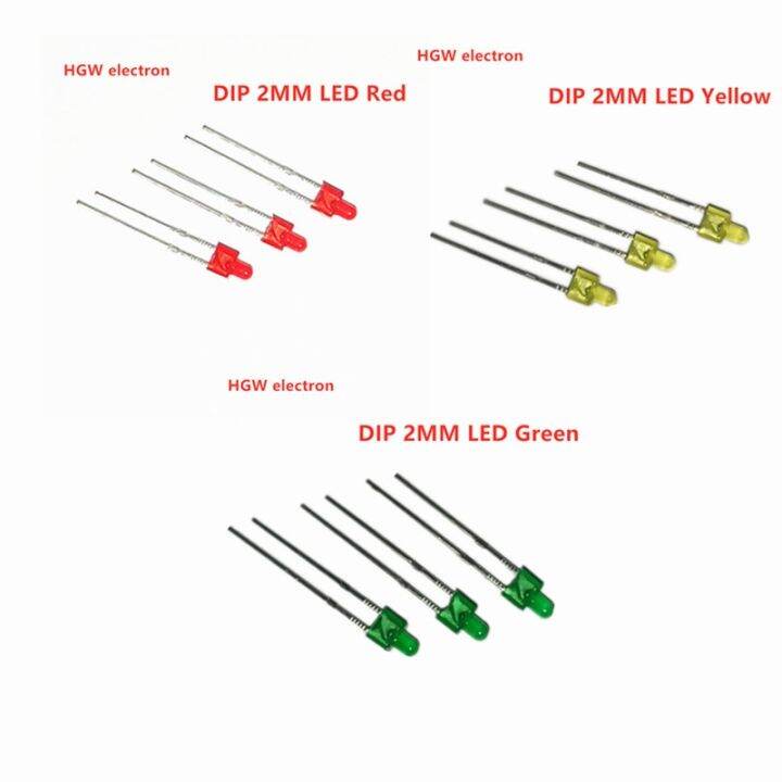 100pcs 2MM LED DIP Tower LED Diode Lamp 2MM Red Green Yellow Indicator ...