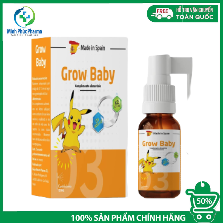 Vitamin D3 K2 DHA Dạng Xịt Growbaby Hỗ Trợ Phát Triển Chiều Cao Và Trí Não Cho Trẻ | Lazada.vn