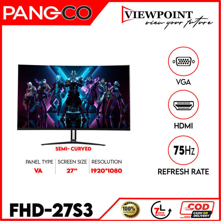 Viewpoint FHD-27S3 27" Semi- Curved Monitor ,75Hz ,1920x1080 VA PANEL ...