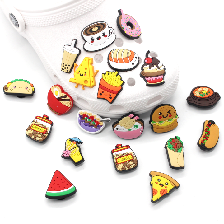 Cute 1PCS Cartoon Food Series Crocs Shoe Charms DIY Jibbitz PVC Sandals ...