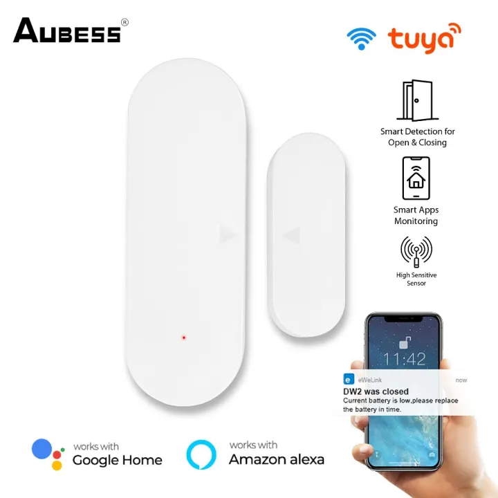 Yifang Aubess Tuya WiFi Door Sensor Magnetic Window Sensor Open/Closed Detectors Trigger device ...