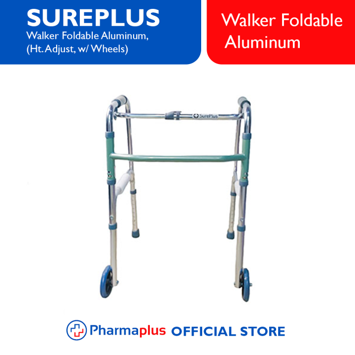 Sureplus Walker Foldable Aluminum, Ht. Adjust, w/ Wheels | Lazada PH