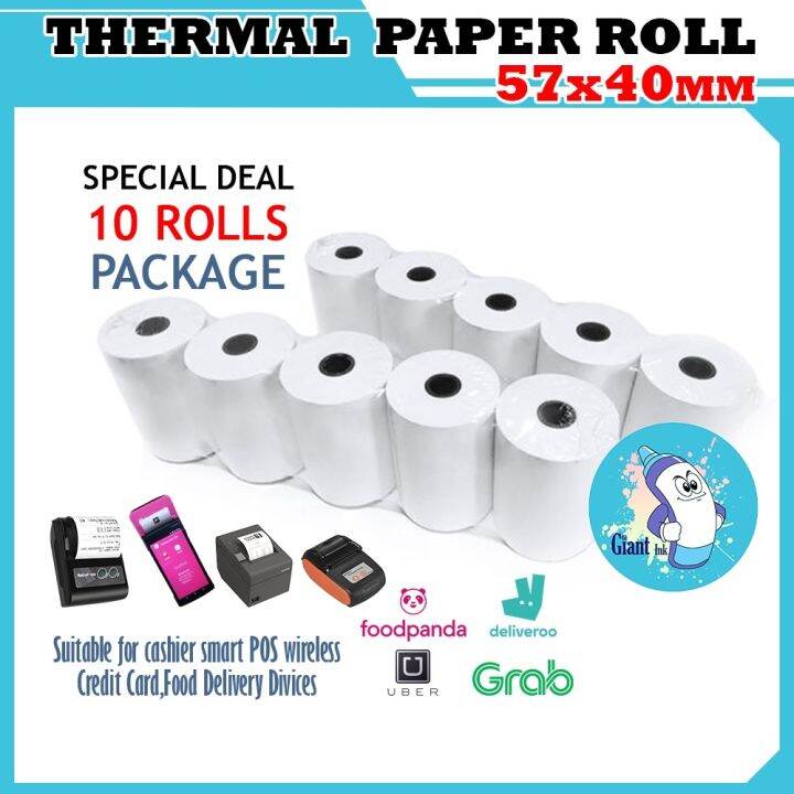 10 roll 57x40mm handheld Receipt Paper Roll for Mobile POS 58mm ...