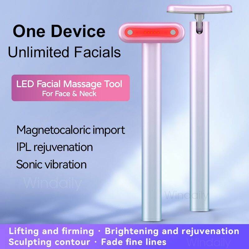 New 4 In 1 Facial Wand LED Red Light Therapy Facial Massage Tool EMS ...