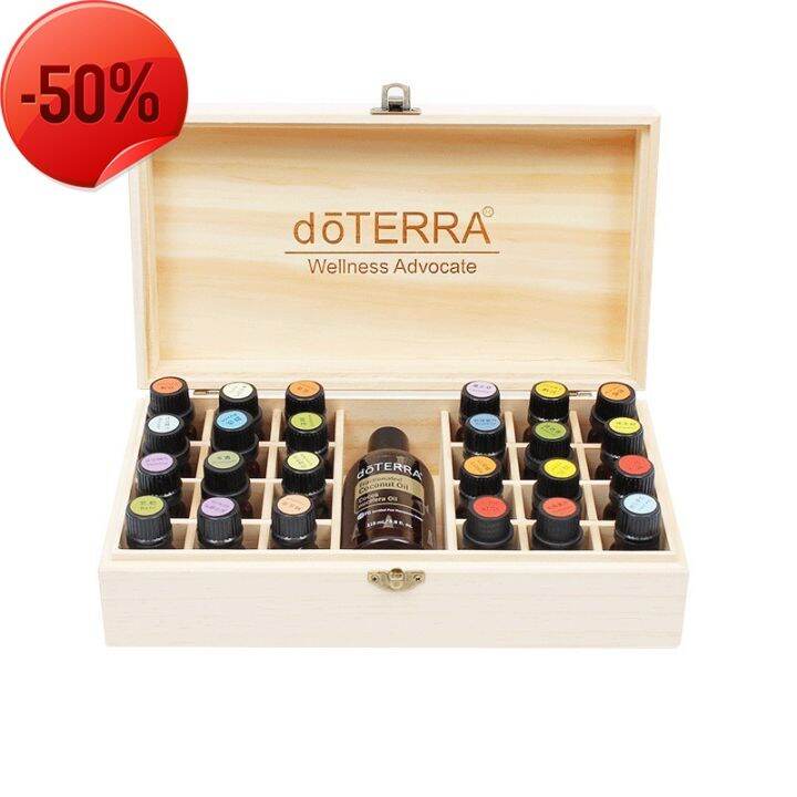 Doterra Box ใหม่ Doterra น้ำมันหอมระเหยกล่องไม้เก็บของ25ตารางกล่องเก็บ ...