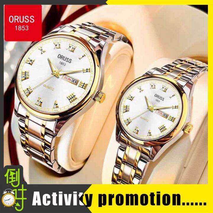 ORUSS buy one get one free couple watch waterproof original stainless ...