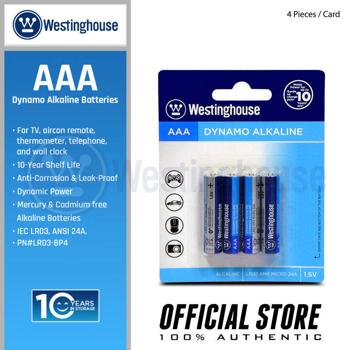 Westinghouse Premium Dynamo Alkaline Battery IEC LR03, ANSI 24A, AAA ...