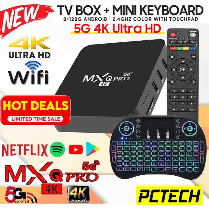 ※MXQ Pro 4k 5G Android Tv Box 10.1 Ultra Hd Wireless 2.4ghz Wi-Fi Media Player + I8 Mini ...