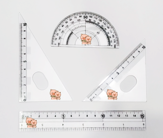 Bộ eke thước kẻ heo hồng in hình màu EKNI23 bộ eke cute bộ eke dễ ...