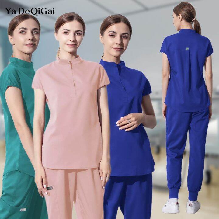 2022 Solid Color Hospital Workwear Nurse Scrub Uniform Health Service ...