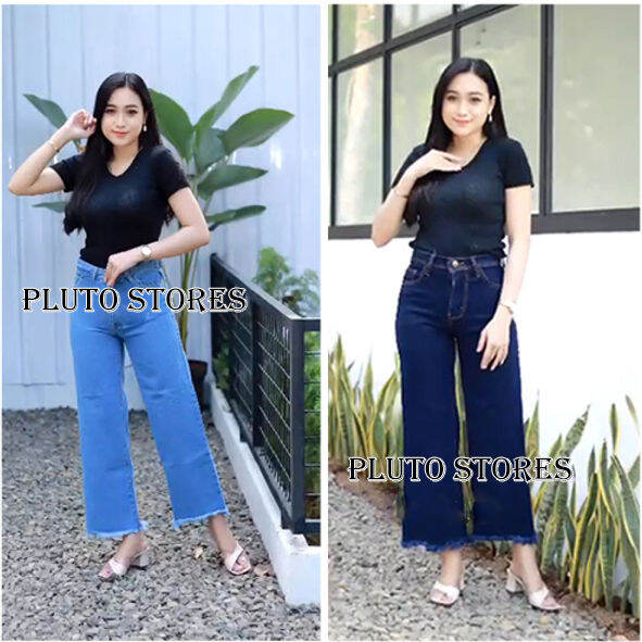 Celana Kulot jeans wanita rawis Dan Basic-model terbaru -model masa kini PLUTO STORES | Lazada ...
