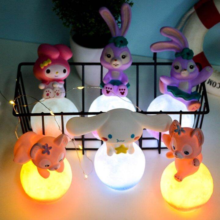 【PRETTY】 Kawaii Sanrio Cartoon Night Light Luminous Toy Cute Cinnamoroll Kuromi My Melody Small ...