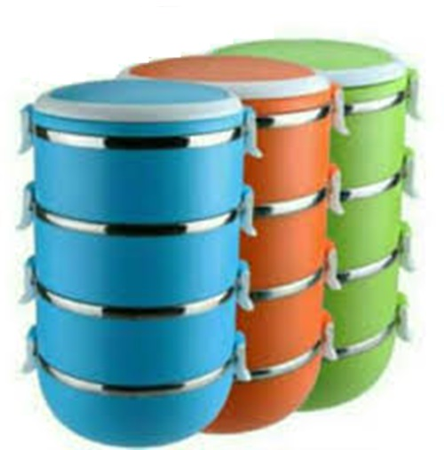 Rantang Bulat Stainless Steel Susun 4 - Random Colour | Lazada Indonesia