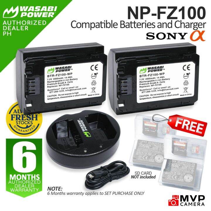 WASABI POWER NP-FZ100 NPFZ100 FZ100 Battery DUAL USB Charger for Sony A6600 A7III A7IV A9 MVP ...