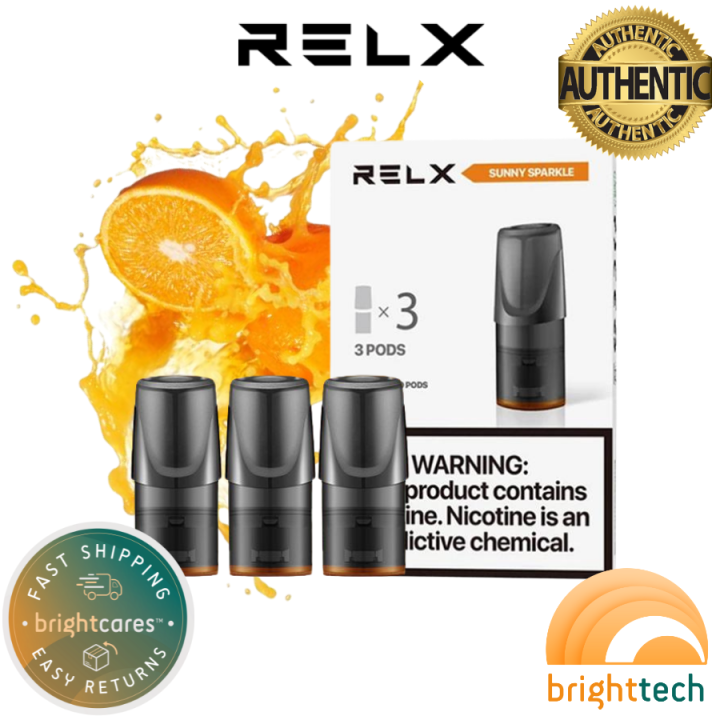 RELX Classic Pods Sunny Sparkle (Orange Soda) Pack of 3 - Original w/ QR Code Prefilled Vape ...