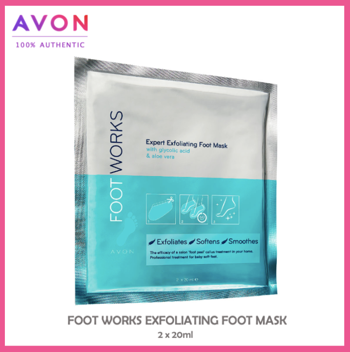 Avon Foot Works Exfoliating Foot Mask (2 x 20ml) | Lazada