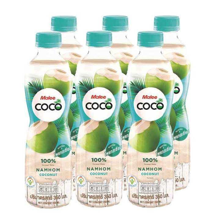 ราคาส่งถูก! มาลี โคโค่ มะพร้าวน้ำหอม 100% 350 มล. X 6 ขวด Malee coco Namhomcoco 100% 350 ml x 6 ...
