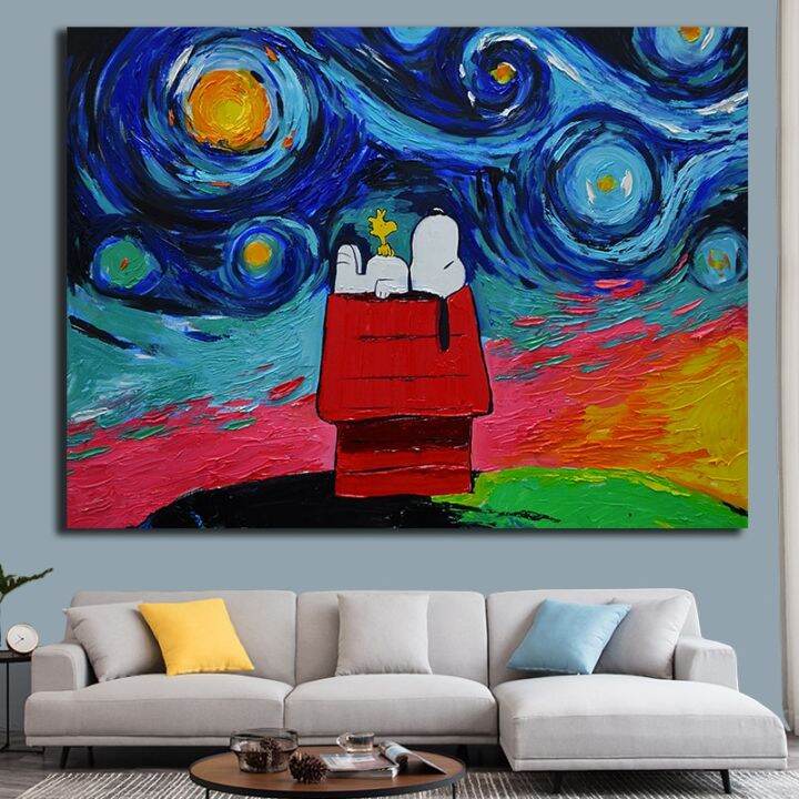 Abstract Snoopy Colorful Canvas Painting Modern Dog Posters and Prints ...